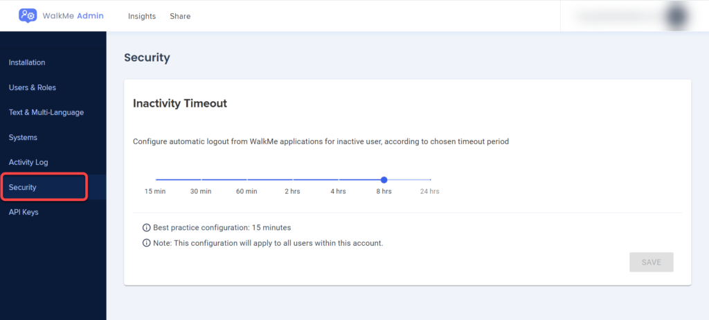 Session Idle Timeout - WalkMe Help Center