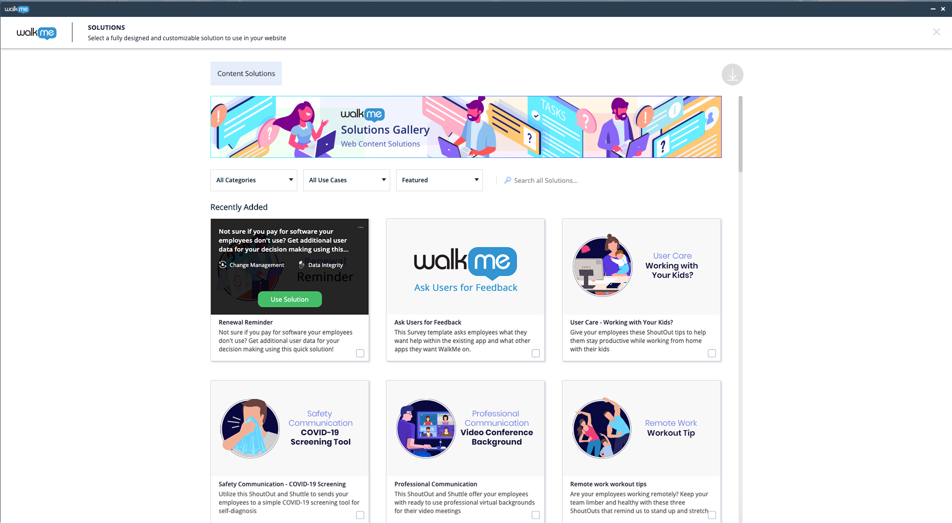 About WalkMe Solutions Gallery - WalkMe Help Center