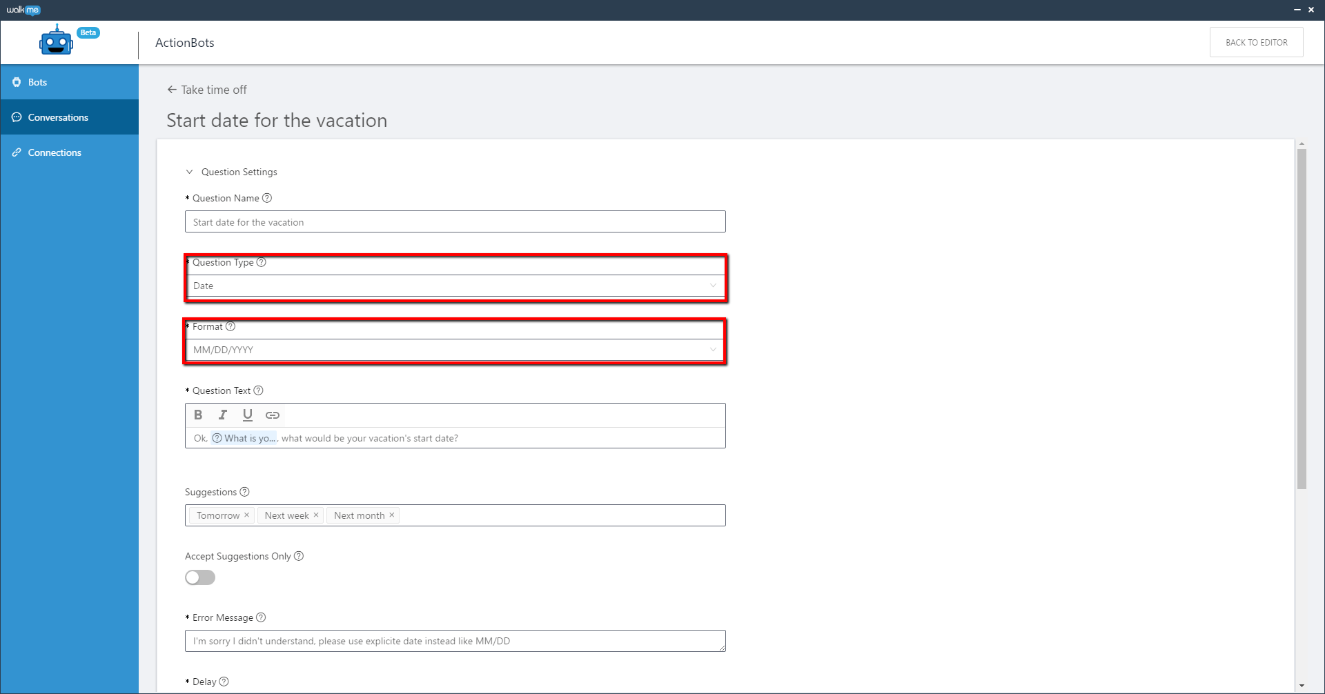 ActionBot Question Type Overview - WalkMe Help Center