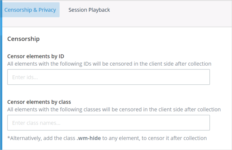 Insights Censorship & Privacy Settings - WalkMe Help Center
