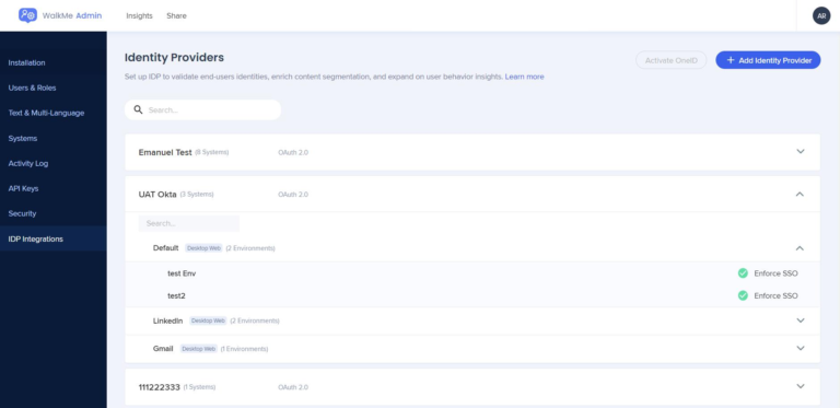 IDP Integration - WalkMe Help Center