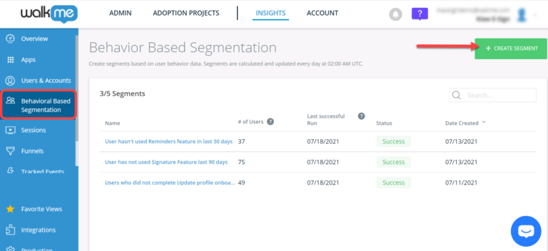 Behavior Based Segmentation - WalkMe Support