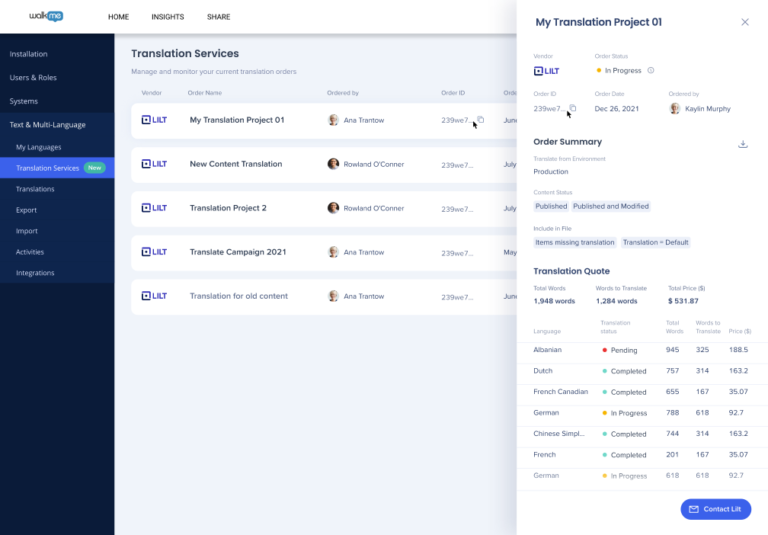 Lilt Translation Integration - WalkMe Help Center