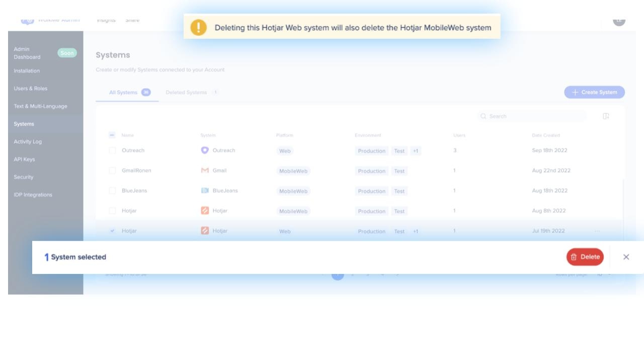 How to Delete a System - WalkMe Help Center