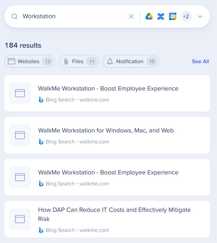 Workstation - Bing Custom Search Integration - WalkMe Help Center