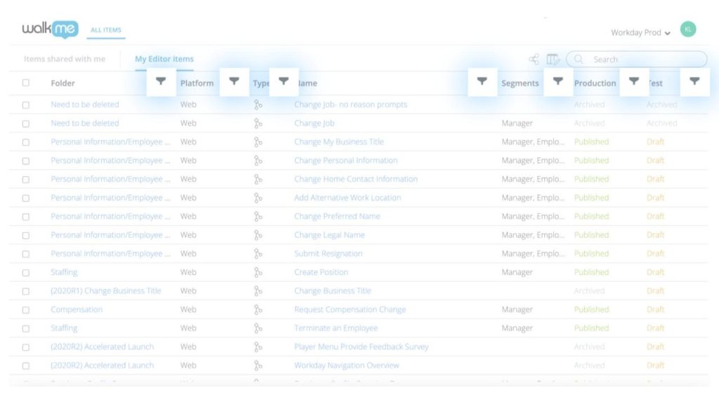 WalkMe Share: Shared Items Page - WalkMe Help Center