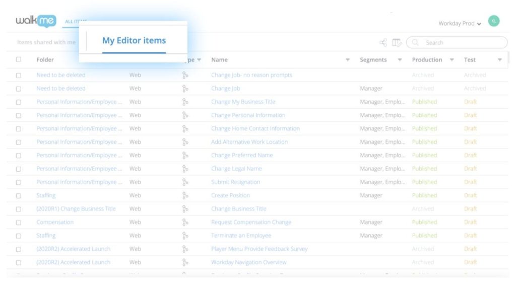 WalkMe Share: Shared Items Page - WalkMe Help Center