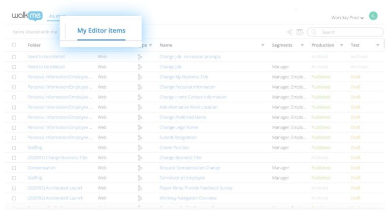 WalkMe Share: Shared Items Page - WalkMe Help Center