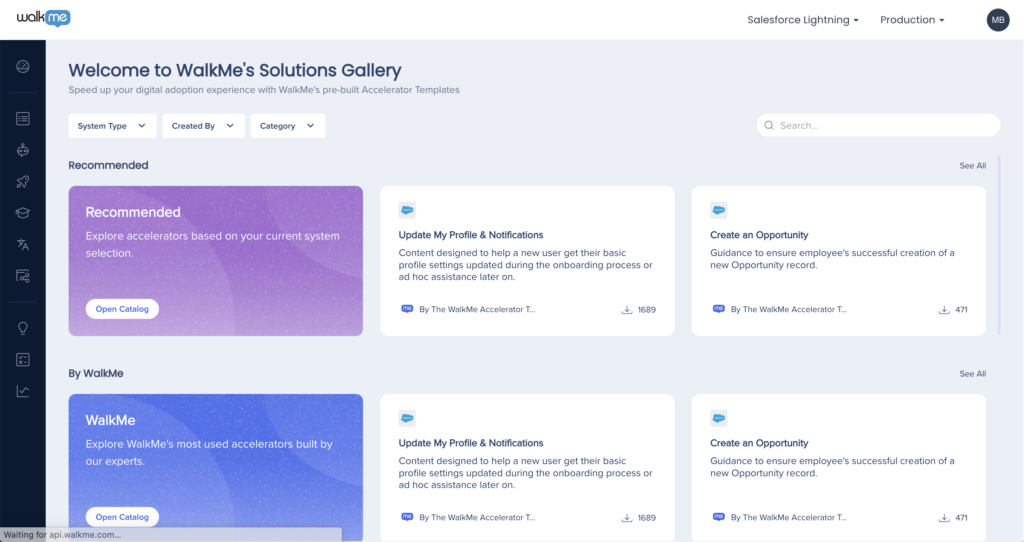 Solutions Gallery in the Console - WalkMe Help Center