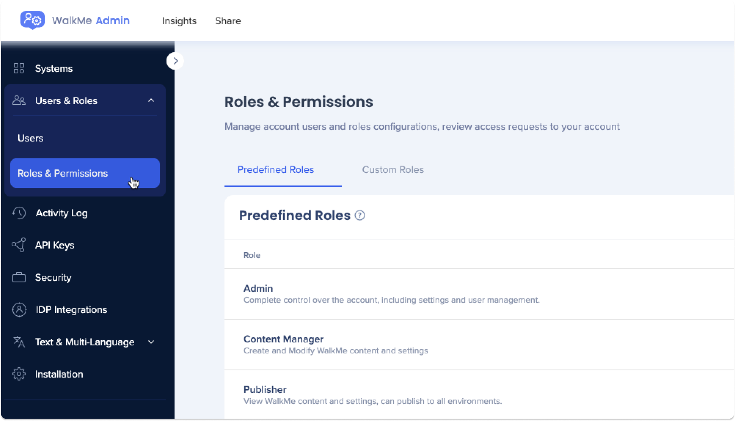 Menu Console User Permissions - WalkMe Help Center