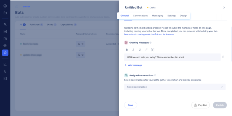 Bot Building in ActionBot Console - WalkMe Help Center
