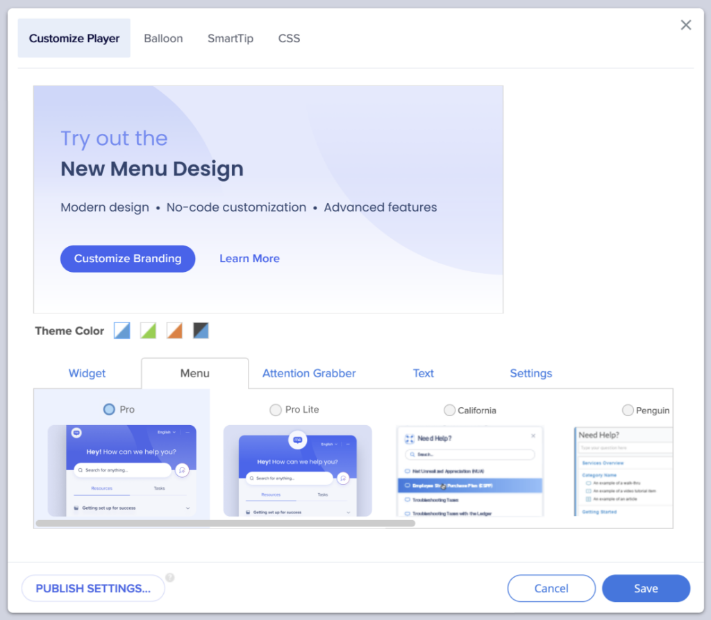 WalkMe Pro Menu & Pro Menu Lite - WalkMe Help Center