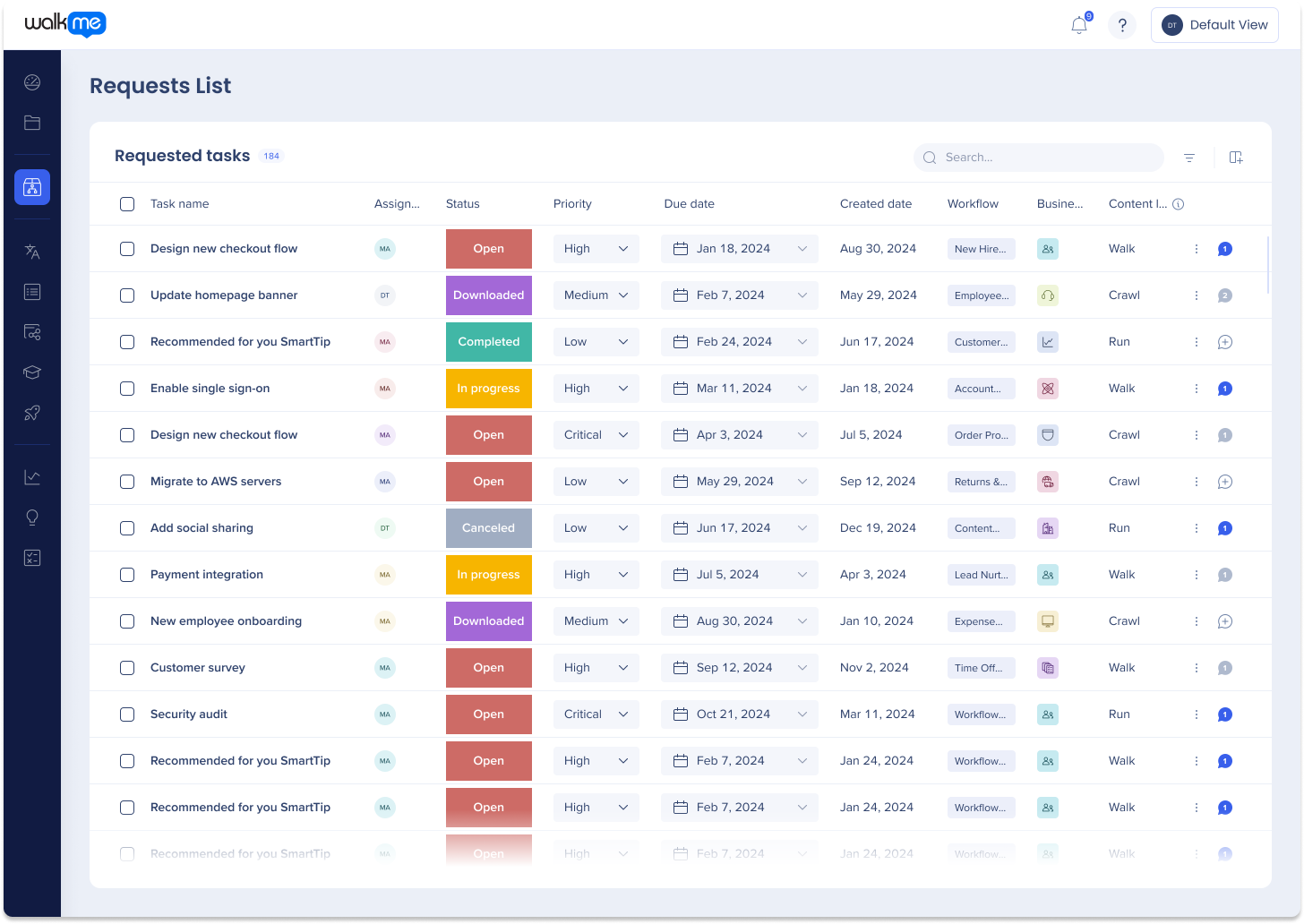 Workflows Standard View - WalkMe Help Center