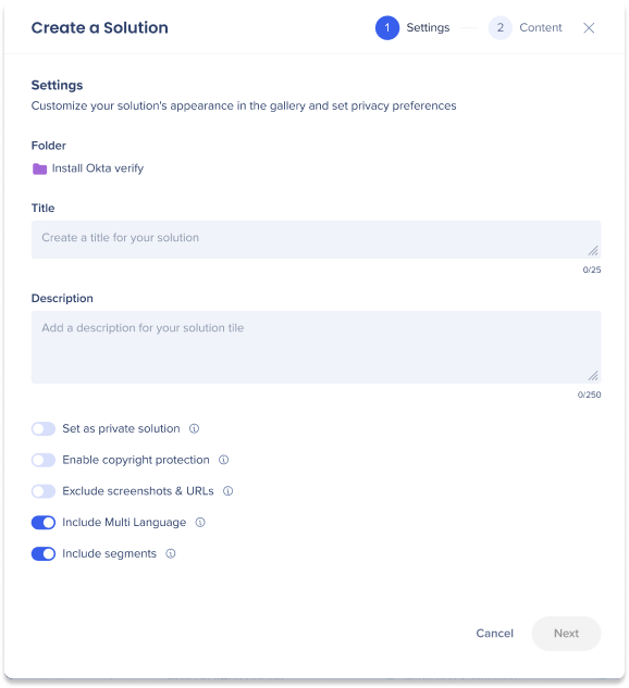 Create Solution in Content Manager - WalkMe Help Center