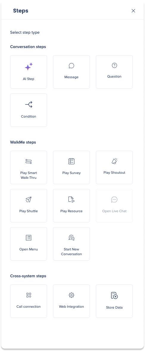 ActionBot Conversation Steps - WalkMe Help Center