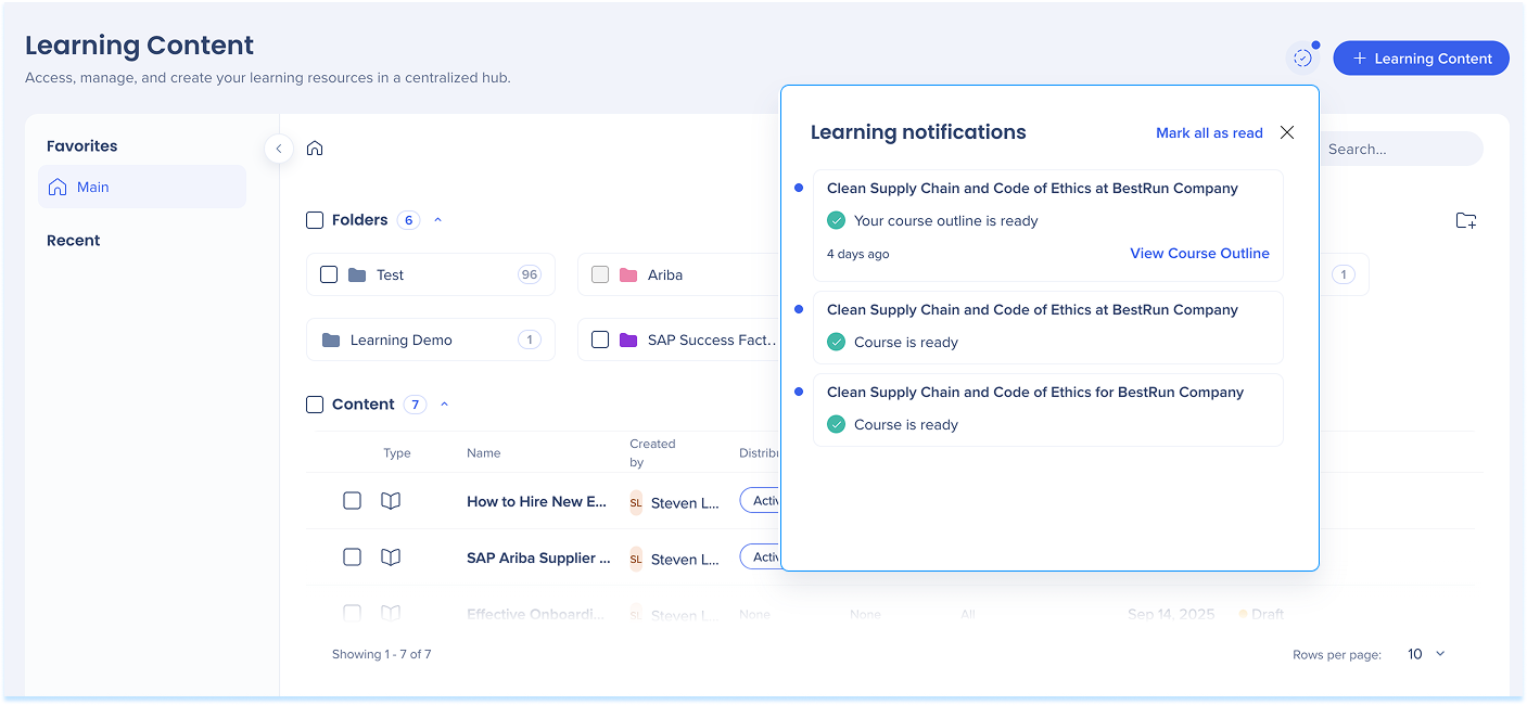 Learning Content in WalkMe Learning Arc - WalkMe Help Center